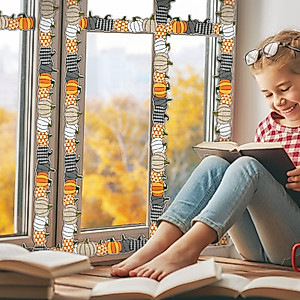 Spiareal 68.9 Feet Buffalo Plaid Pumpkins Border Bulletin Board Border Flower Beach Sun Eucalyptus Paw Flag Hat Balloon Sailboat for Classroom Boards Wall Decor