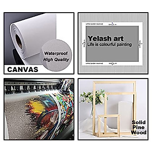 Yelash Couple Cow Pictures Wall Decor, Love Themed Canvas Wall Art Print, Curious Cow Painting Poster, Funny Farm Animal Mural for Bedroom Bathroom and Kitchen Framed (12"x12")