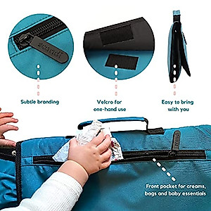 Changing Pad in Petrol Blue. Portable, One-Hand Use for Travel, Diaper Bag or Stroller.