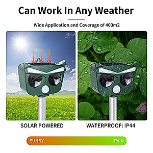 TAISHAN Solar Animal Pest Motion Activated Cat Deterrent Outdoor Black Repellent for Yard Powerful Dog Racoon Repellant Products