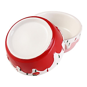 Hamster Ceramic Bowl, Small Animals Food Water Bowl Anti-Turning Bowl for Guinea Pig Rabbit Gerbil Chinchilla Hedgehog Rat(red)