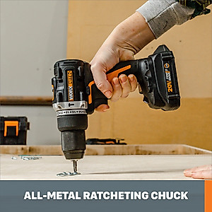 Worx Nitro 20V 1/2" Cordless Brushless Drill Driver 535 in-lbs. Torque and Heavy-Duty 1/2" Chuck, Drill Set with Storage Bag, Cordless Drill Power Share Compatible WX102L – Tool Only