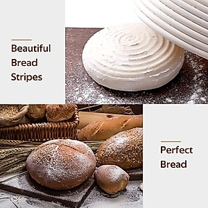 JAOBHAHY Banneton Bread Proofing Basket Set, Bread Making Tools Includes 10" oval & 9" Round Proofing Basket & 34 oz Sourdough Starter Jar for A Complete Sourdough Bread Baking Supplies