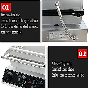 Waffle Cone and Bowl Maker, 1750W Ice Cream Cone and Bowl Baker Commercial Nonstick Waffle Iron Machine with 2PC Egg Cone Rol, for Restaurant Dessert Shop Snack Family