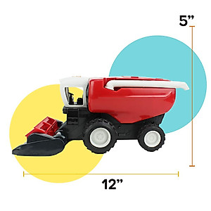 Boley Farm Harvester - Light and Sound Farm Toy Truck Harvester Set - Small Grains and Hay Bales Included - Tractor Toys for Kids
