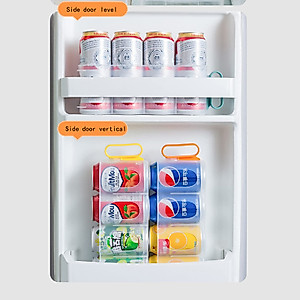 Portable Soda Can Organizer for Refrigerator Shelves,4 compartment beverage storage box， Beer Can Racks,fruit juice drinks，canned food dispenser Refrigerator Storage Sliding Rack