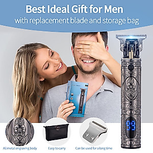 MOTLATA Hair Clippers for Men Zero Gapped Trimmer Professional T Blade Trimmer Cordless Hair Cutting Pro Li Outline Trimmer Detail Haircut Rechargeable Gold