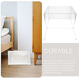COLLBATH Supplies Case Stationery Lids Acrylic Book Trinkets for Shoe Home Boys Display Bookshelf Clear with Large Collapsible Desk Transparent Convenience Bookrack Folder Toy Crate