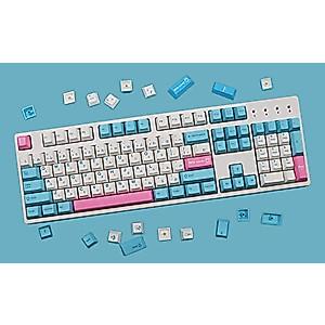 MOLGRIA Milk Cover Keycaps, PBT Keycaps 140 Set for Gaming Keyboard, Cherry Profile Dye Sublimation Custom Keycaps Japanese Font for Gateron Kailh Cherry MX 104/87/74/61 60 Keyboard ANSI Layout