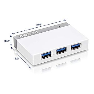 TRENDnet 4-Port USB 3.0 Ultra-Mini Hub, 1M (3ft. USB 3.0 Cable), Up to 5Gbps, Power Adapter Included, Plug &Play, Backwards Compatibility with USB 2.0/USB 1.1, TU3-H4