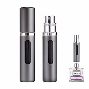 ANTOKX Perfume Travel Refillable Bottle - 5ML Pocket Perfume Atomizer, Travel Perfume Atomizer Refillable Perfume Spray Bottle, Portable Perfume Sprayer for Women and Men (Gray)