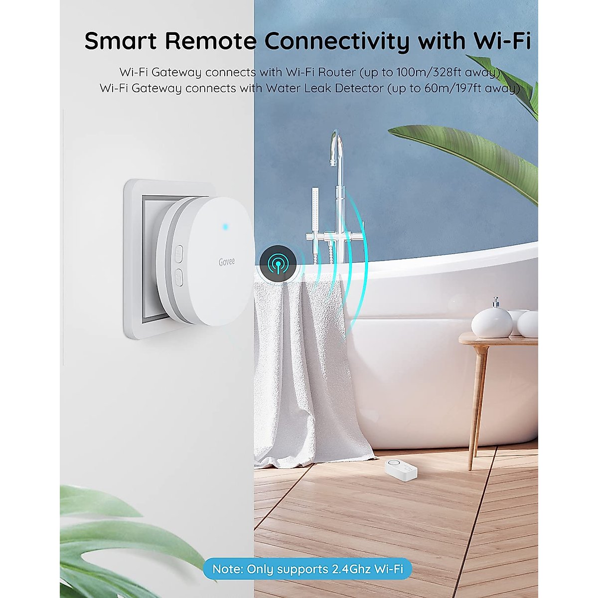 Govee WiFi Water Sensor 3 Pack, 100dB Adjustable Alarm Bundle with Govee Water Detector, 100dB Adjustable Audio Alarm Sensor