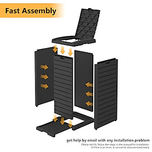 31 Gallon Kitchen Trash Can, Waterproof Garbage Can with Tiered Lid and Drip Tray, Resin Outside Trash Bin for Patio, Backyard, Deck