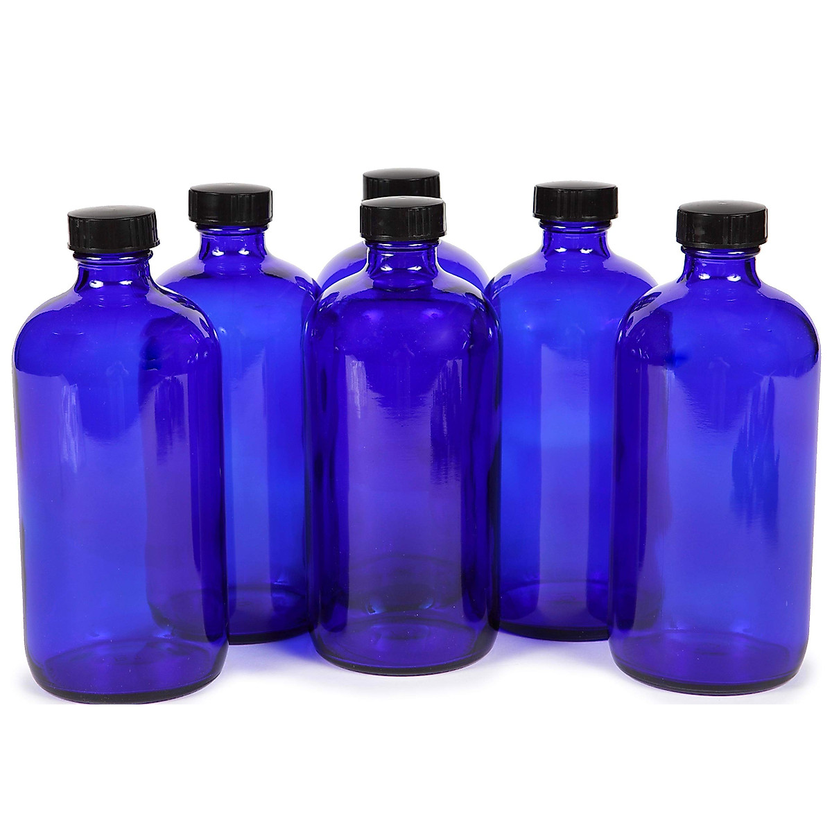 Vivaplex, 6, Large, 16 oz, Empty, Cobalt Blue Glass Spray Bottles with Black Trigger Sprayers …