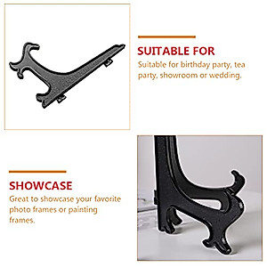 DOITOOL 10pcs Plastic Easel Plate Display Stands Place Card Holder Display Easel Stand for Display Picture Frame Collectibles Desktop Weddings Party Home Decoration Black