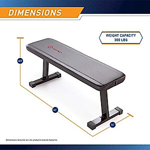 Marcy Flat Utility 600 lbs Capacity Weight Bench for Weight Training and Ab Exercises SB-315 , Black, 17 x 14 x 43.00 inches
