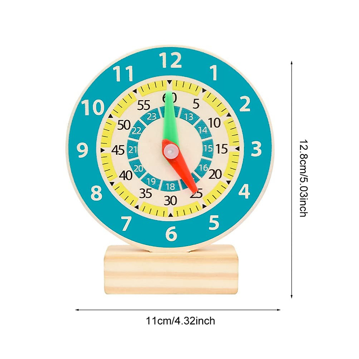 NUOBESTY Wood Number Learning Clock Montessori Teaching Time Clock Toys Early Education Math Wooden Teaching Clock for Classroom Early Learning