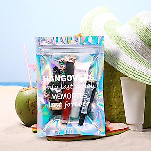 Fcuadro Hangover Kit Bags 20Pcs Holographic Hang Over Recovery Bags Bachelorette Party Supplies Gift Bags for Bridal Shower Party Favors 5X7 (HANGOVER MEMORIES)