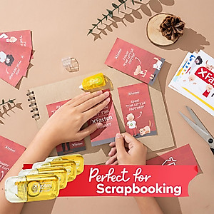 Mini Japan Dots Adhesive Roller .20-Inx197-In (985” Total) 8-Pack, Yellow Scrapbook Adhesive Tape Glue Roller Runner, Photo Tape- Scrapbooking-XFasten