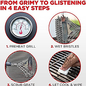 Grill Brush for Outdoor Grill Bristle Free - Heavy Duty 18" Grill Cleaner Brush Bristle Free & Grill Scraper - Stainless Steel Grill Accessories Tools - Extra Wide BBQ Brush for Grill Cleaning