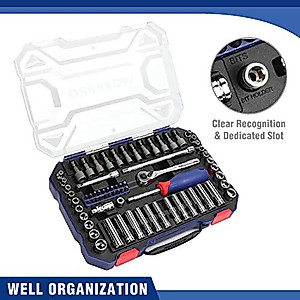 WORKPRO 70-Piece 1/4" Drive Socket Set with Quick-Release Ratchet, Metric and SAE for Auto Repairing & Household, W003068A