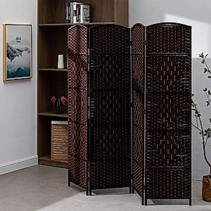 Divider Room Panel, 4 Panel 6 Ft Folding Privacy Screens, Freestanding Hinged Room Dividers (Brown)