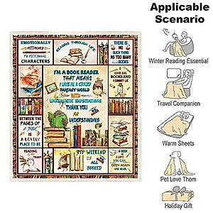 Book Lovers Gifts Blanket, Book Accessories for Reading Lovers, Book Reading Librarian Gifts Throw Blanket, Book Club Bookworm Gifts for Reading Lover Bookish, Literary Gifts Ideas Blanket 60"x50"