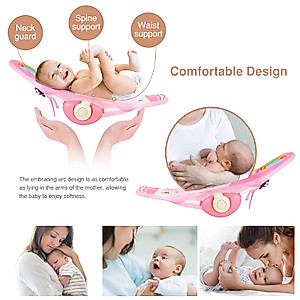 Baby Swing for Infants, Portable Baby Swing with 6 Motions, Toddler Swing with Music, Sounds, Timing, Baby Rocker with 2 Toys, Plsuh Seat & Soft Head Support, Machine Washable Fabric (Pink)