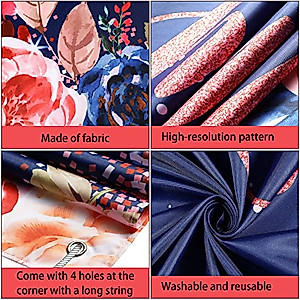 Happy Birthday Backdrop Decorations for Women Background Party Supplies Rose Backdrop Photography for Girls Boys Floral Glitters Banner Wedding Baby Shower Decor (Navy Blue)