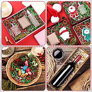 Christmas 300g/10.6oz Christmas Crinkle Cut Paper Shred, Xmas Red Green Gold Raffia Paper Confetti Shred Filler for Gift Baskets Box Filler Christmas Party Supply