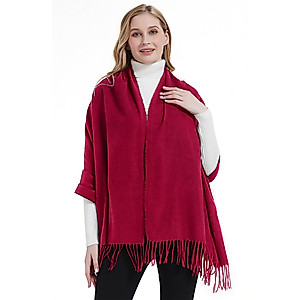 Landisun Scarf for Women Women Winter Scarf-Shawl Wraps Christmas Scarf Winter Scarf for Women Bridesmaid Wedding Bridal Scarf-Burgundy