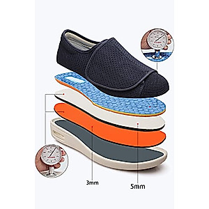 ZUMEIJIA Women's Diabetic Shoes Add Fertilizer to Widen Swollen Feet, Easy to Put On and Take Off, Adjustable Indoor and Outdoor Non-Slip Walking Sneakers Blue 6