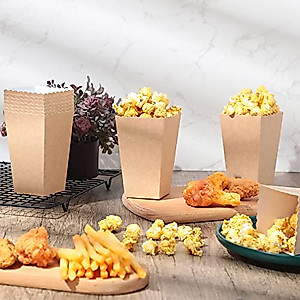 Potchen 150 Pcs Popcorn Boxes Paper Bags Bulk 4.57 Inch Tall, Cardboard Cups Container Buckets for Movie Theater Carnival Birthday Party Supplies Candy Snacks Chips Holders (Kraft Style), yellow