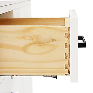 ARIEL Hepburn Bathroom Vanity Base Cabinet 36" White, Right Offset Sink Configuration, 2 Soft Closing Doors, 5 Full Extension Dovetail Drawers, Toe Kick, Matte Black