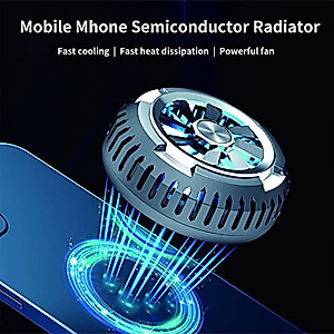 OCUhome Phone Cooler, Semi-Conductor Phone Radiator, X6 Cooling Fan Low Noise Strong Suction RGB Light Magnetic Semiconductor Phone Radiator for Gaming Phone Black