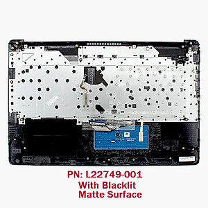 wzqrps Replacement Laptop Upper Case Palmrest Backlit Keyboard Non-PTP Touchpad Assembly Part for HP 17 by/CA L22749-001 Gray