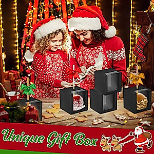 100Pcs Candy Apple Boxes with Hole Caramel Apple Boxes 4x4x4 Inch Christmas Apple Gift Box Cookies Chocolate Apple Container with Clear Window Baking Wrapping Packaging for Wedding Baby Shower (Black)