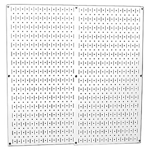 Wall Control 30-P-3232W White Metal Pegboard Pack & KT-200-DLX B Slotted Storage Panel Deluxe Hook Assortment, Black