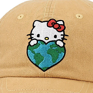 Hello Kitty Embroidered Canvas Cotton Twill Dad Hat Brown
