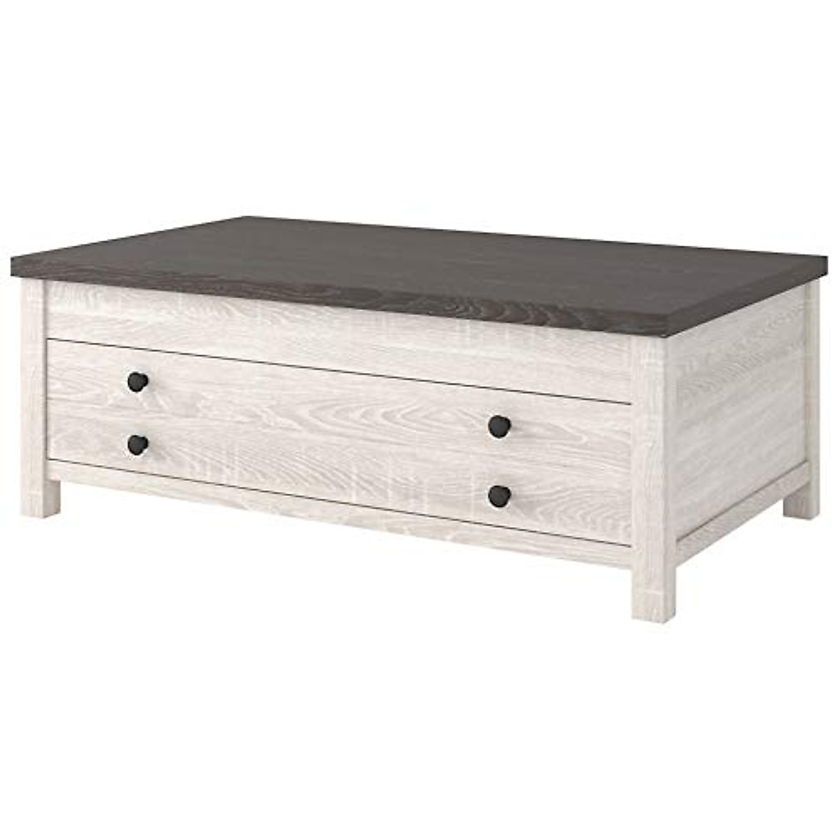 Signature Design by Ashley Dorrinson Farmhouse Lift Top Coffee Table with Storage, Antique White & Brown