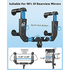 Magnetic Phone Mount for Car, [Super magnetic force] Rear View Mirror Phone Holder,Universal 360° Rotatable and Retractable Adjustable Multifunctional for All Mobile Phones Fits Bigger Vehicles