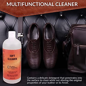 Leather Master Soft Leather Cleaner 33.8 oz/Liter - Soft Leather Cleaner for use of Leather Furniture, Car Interior, Apparel, Boots, Shoes, and Bags.