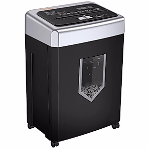 Bonsaii 14-Sheet Home Office Paper Shredder, 40-Minute Shredder for Home Use, Cross Cut Heavy Duty Shredder, CDs, Mails, Staple, Clip, with 4 Casters (C169-B)