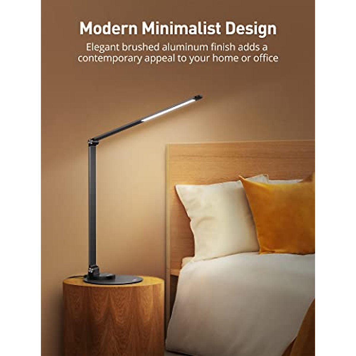 sympa LED Desk Lamp, Aluminum Alloy Dimmable LED Table Lamp with 3 Color Modes, 6 Brightness Levels, USB Charging Port, Adjustable Angle, Memory Function, Table Lamp for Home Office Lighting, Grey