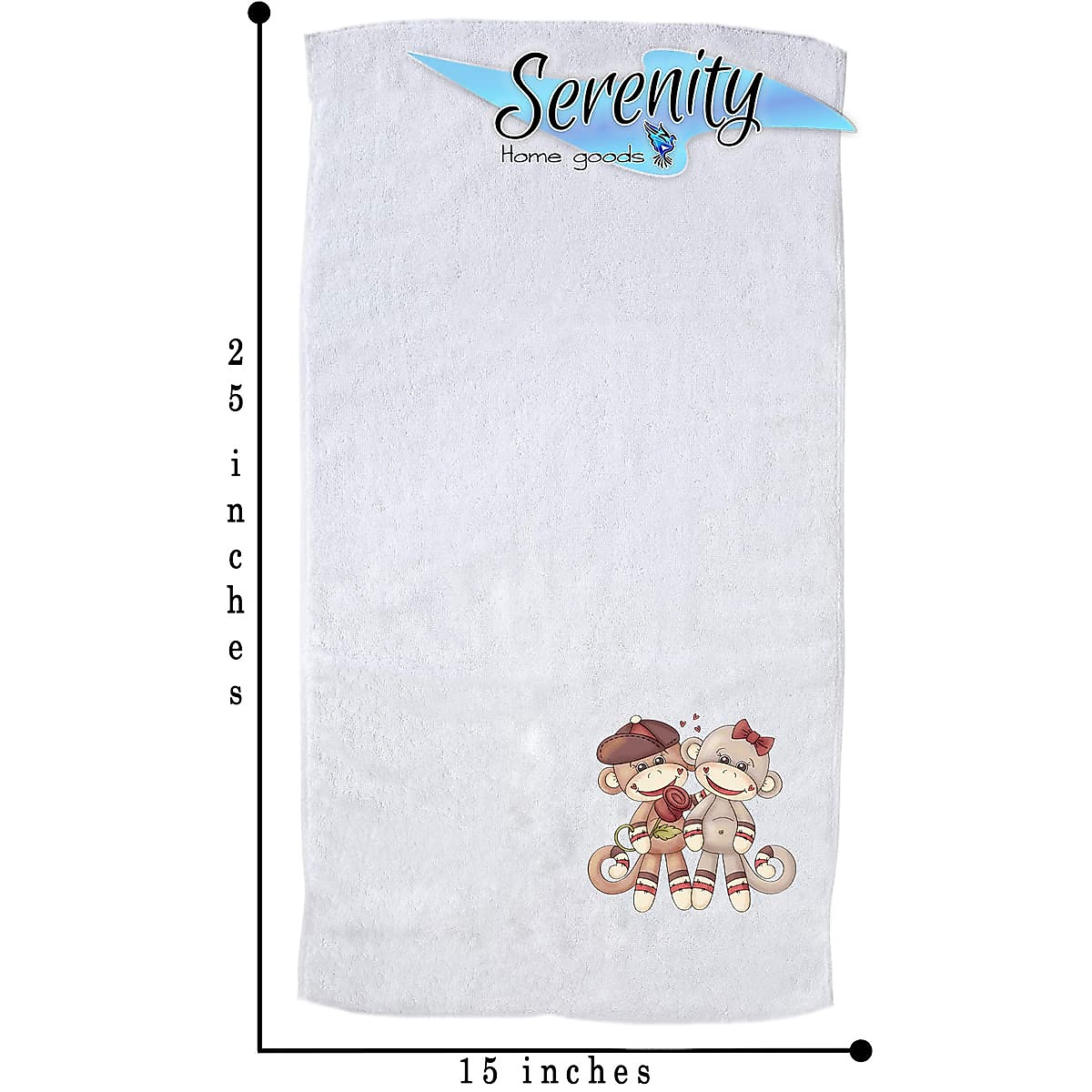 Decorative Kitchen and Bath Hand Towel | Valentine Adorable Cute Stuffed Love Monkey | Winter Valentine's Day Themed | White Home Decor Bathe Tea Decorations | House Warming Gift Present