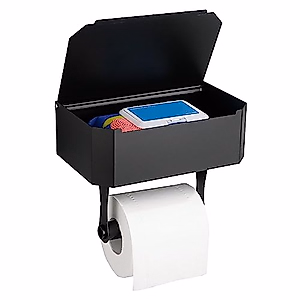 Stainless Steel Toilet Paper Holder with Shelf | Wall Adhesive Toilet Paper Storage | Bathroom Tissue Roll Holder with Wipes Organizer for Convenient AccessOrganizer