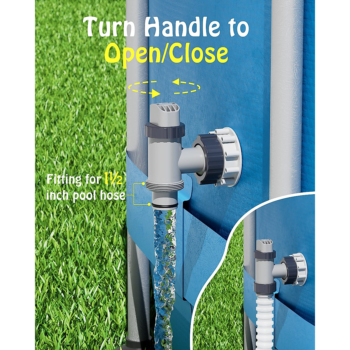 SHAPON Plunger Valve Compatible with Intex Pool Parts and Accessories, On/Off Plunger Valve Replacement for Above Ground Swimming Pool and Pool Filter Pump (2 Pack)