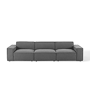 Modway Restore 3-Piece Upholstered Sectional Sofa in Charcoal