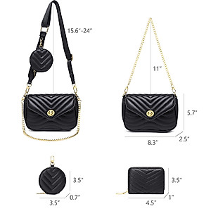 Black Purse Crossbody Bag with Coin Purse for Women Small Quilted Purses Shoulder bag for Women Lightweight Cross body Bags Trendy Purse and Handbags