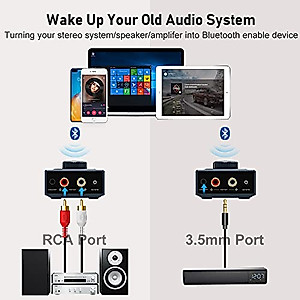 YMOO B06T3+ Bluetooth 5.2 Receiver,LDAC Aptx SBC AAC Bluetooth Audio Adapter for Home Stereo,30ms Low Latency, RCA 3.5mm Jack aux HiFi for Speaker/Older Stereo/Amplifier from Phone/Tablet/Laptop